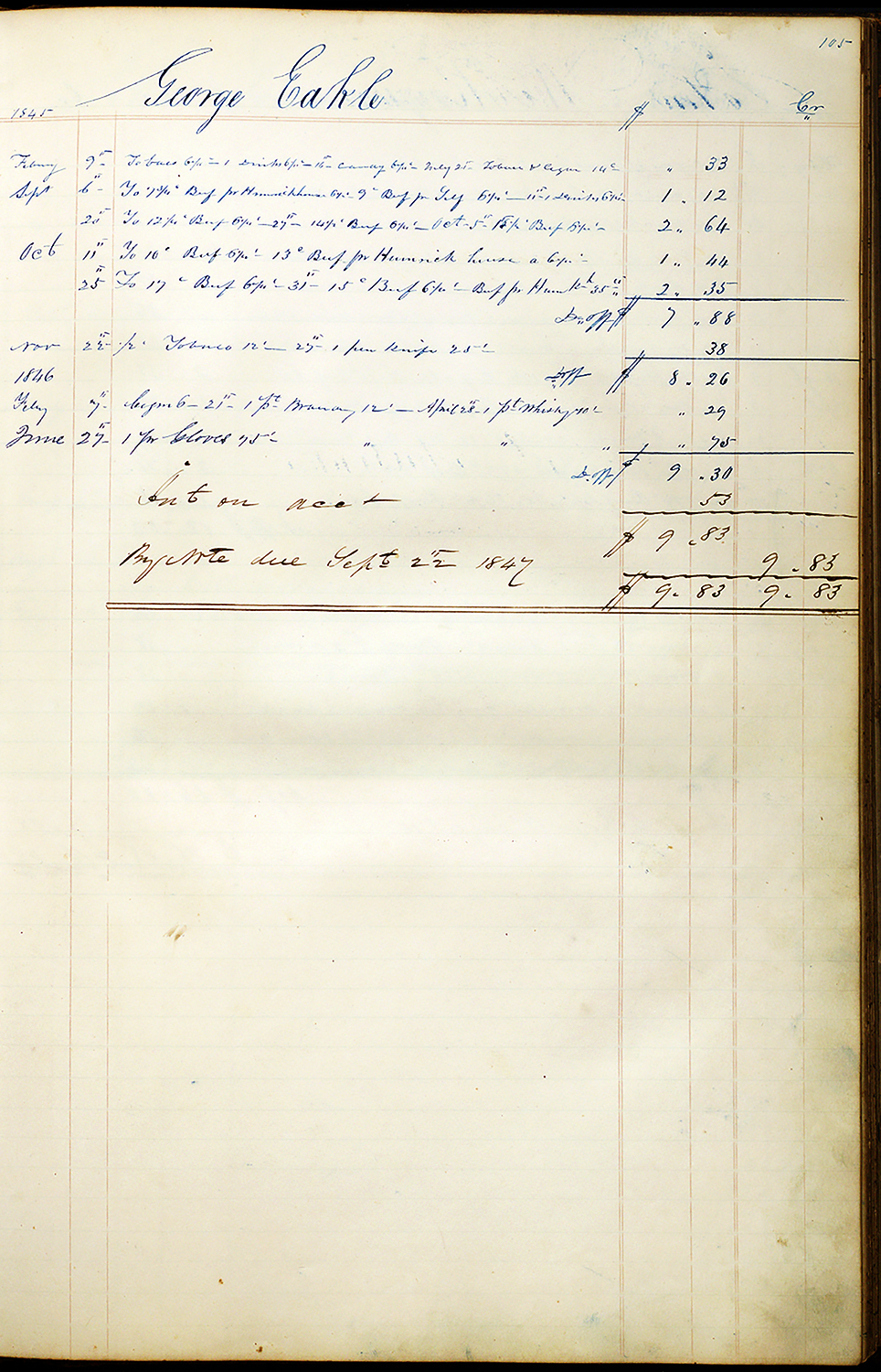 Great Western Hotel Ledger (1844-1846) – Historic Shepherdstown
